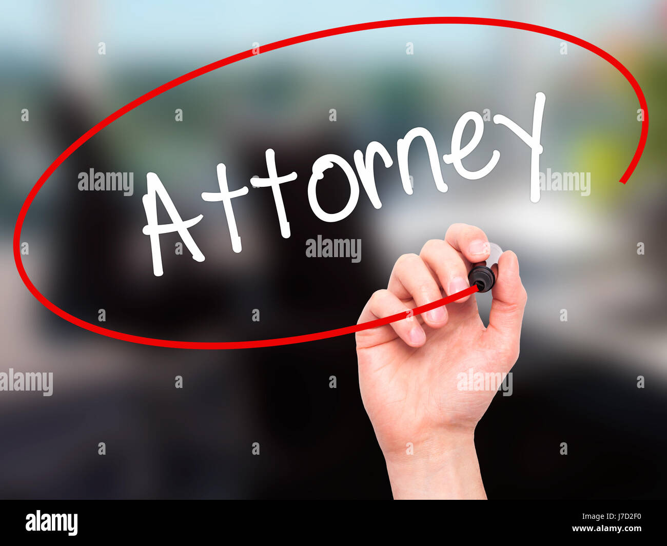 Man Hand writing Attorney with black marker on visual screen. Isolated ...