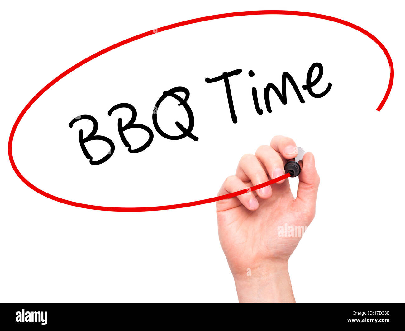 Man Hand writing BBQ Time with black marker on visual screen. Isolated ...
