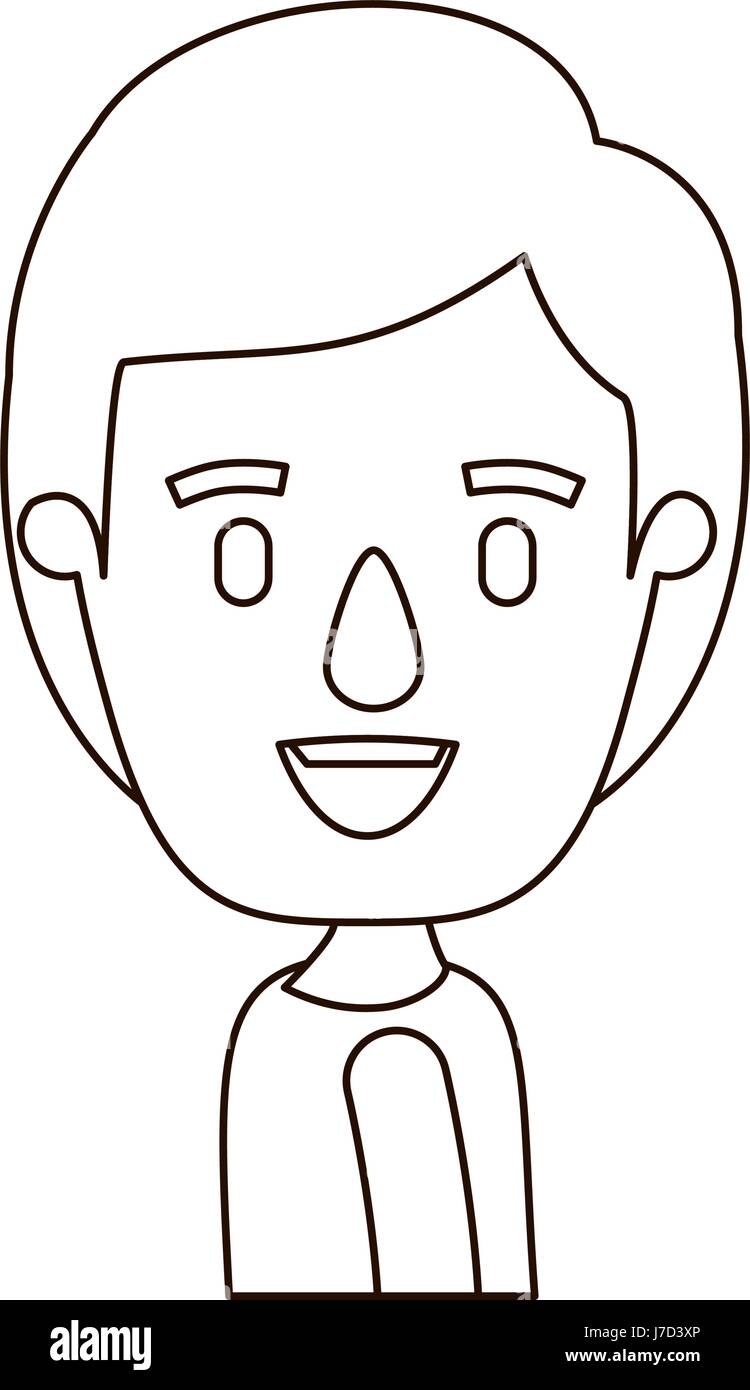 sketch contour caricature side view half body boy with hairstyle Stock ...