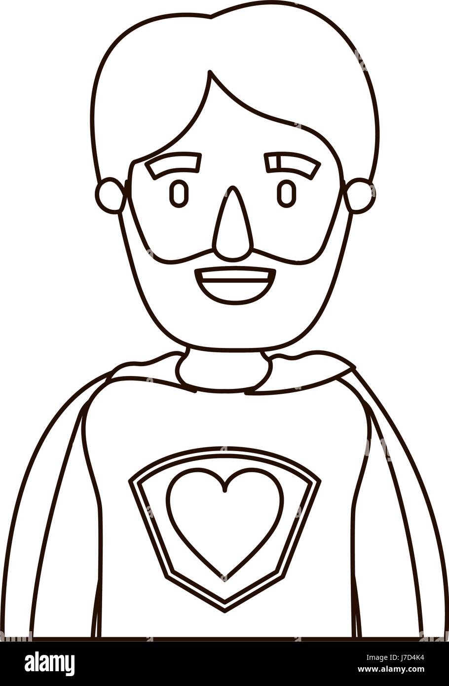 sketch contour caricature half body super hero father with beard Stock ...