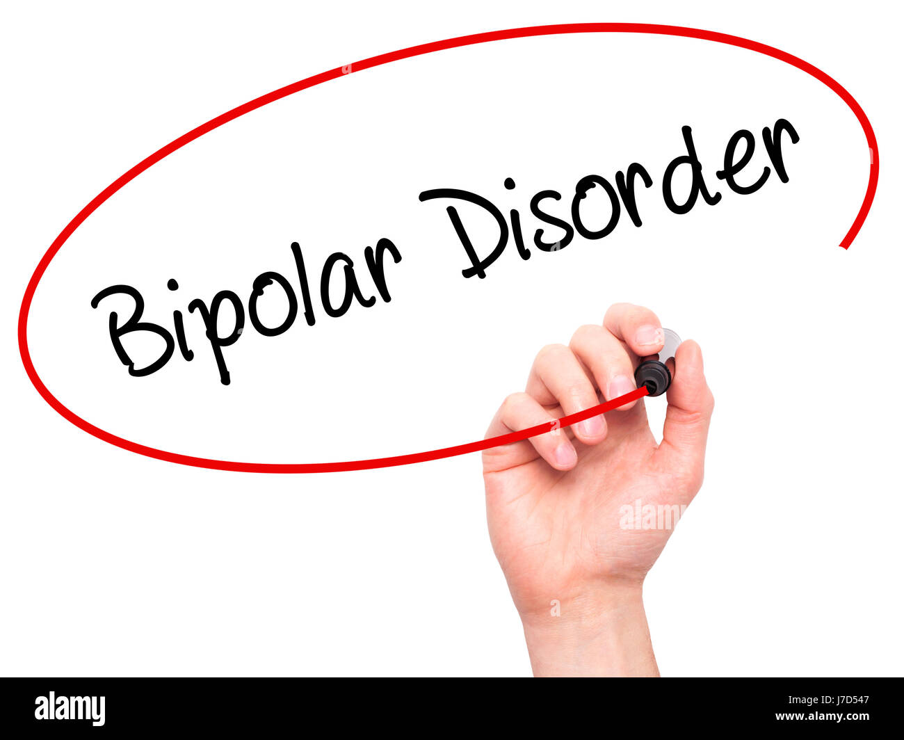 Man Hand writing Bipolar Disorder with black marker on visual screen ...