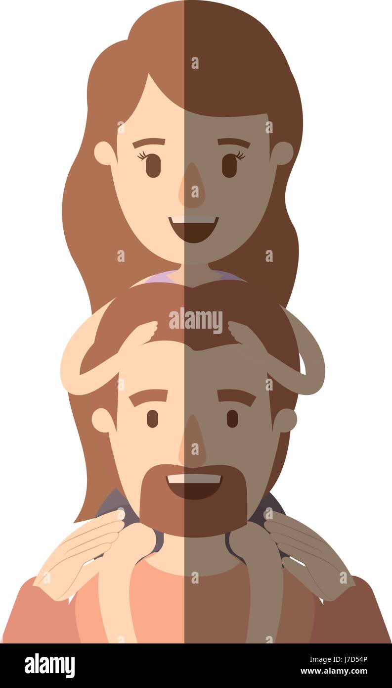 light color shading caricature half body bearded father with moustache ...