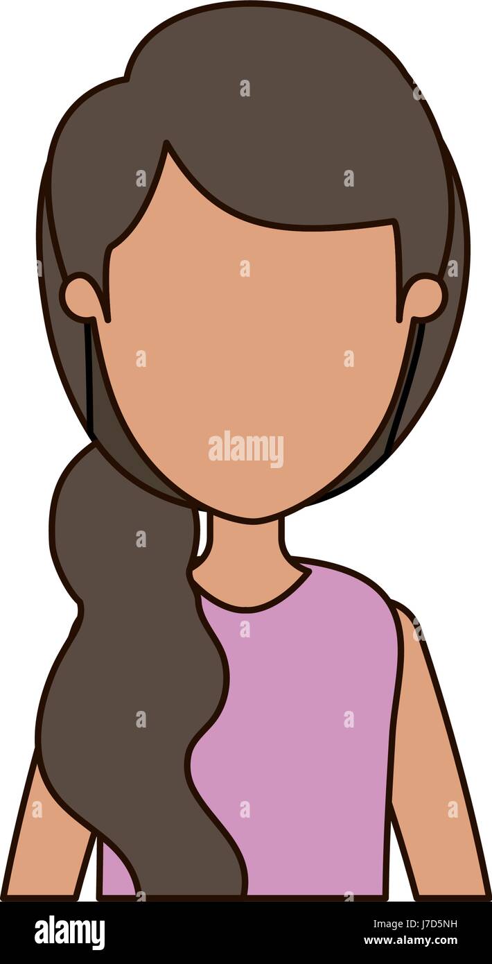 colorful caricature faceless front view half body woman with side ...