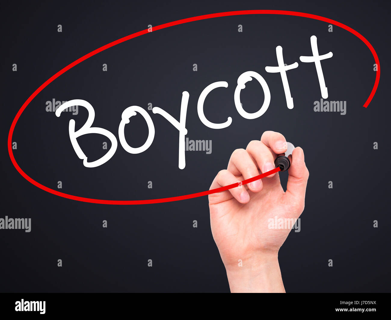 Man Hand writing Boycott with black marker on visual screen. Isolated ...