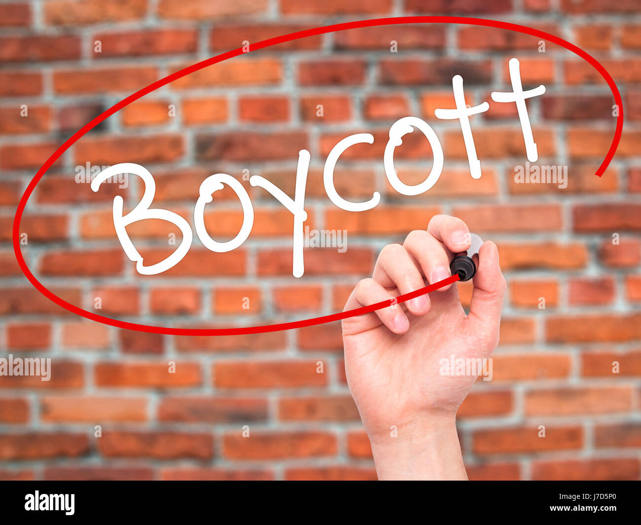 Man Hand writing Boycott with black marker on visual screen. Isolated ...