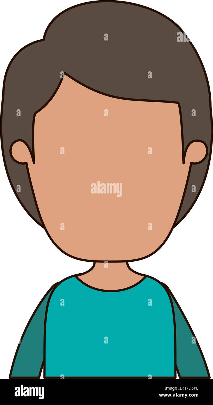 colorful caricature faceless front view half body boy with hairstyle ...