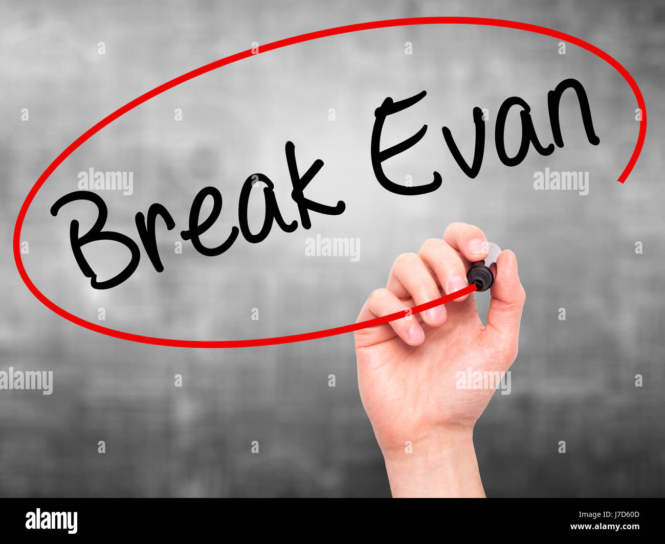 Man Hand writing Break Evan with black marker on visual screen ...