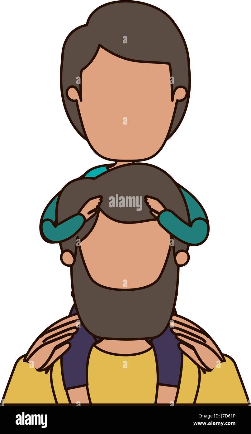 colorful caricature faceless front view half body bearded father with ...