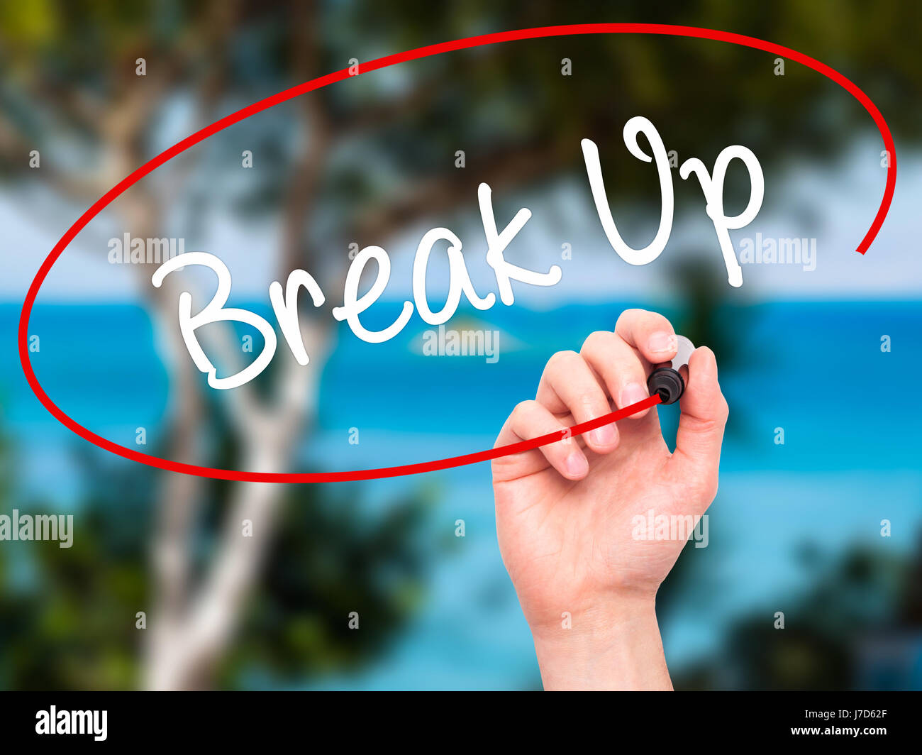Man Hand writing Break Up with black marker on visual screen. Isolated ...