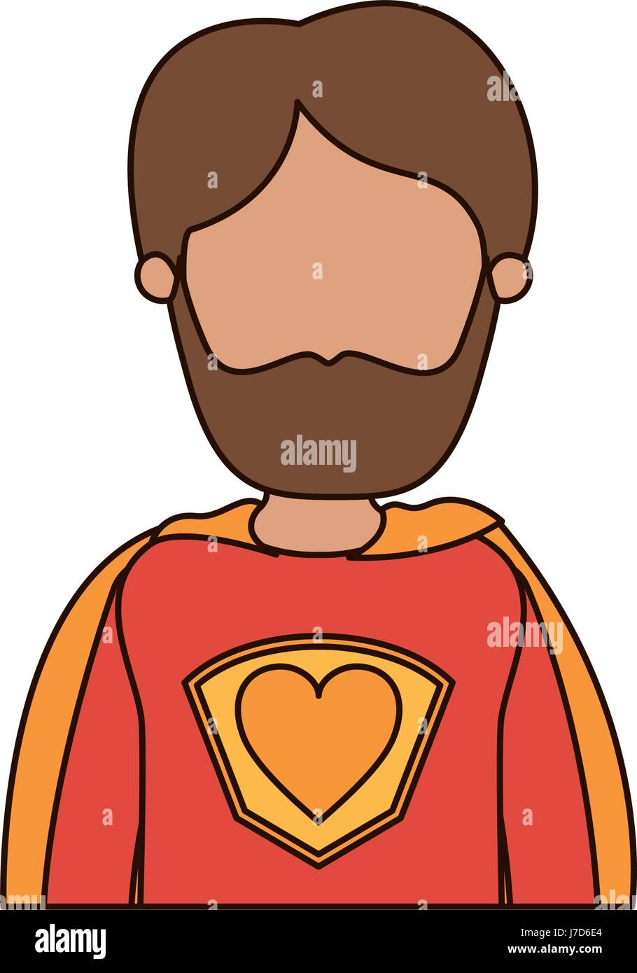 colorful caricature faceless half body super hero father with beard ...