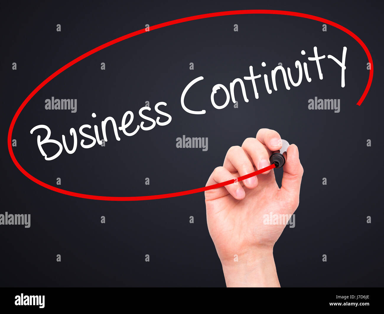 Man Hand writing Business Continuity with black marker on visual screen ...