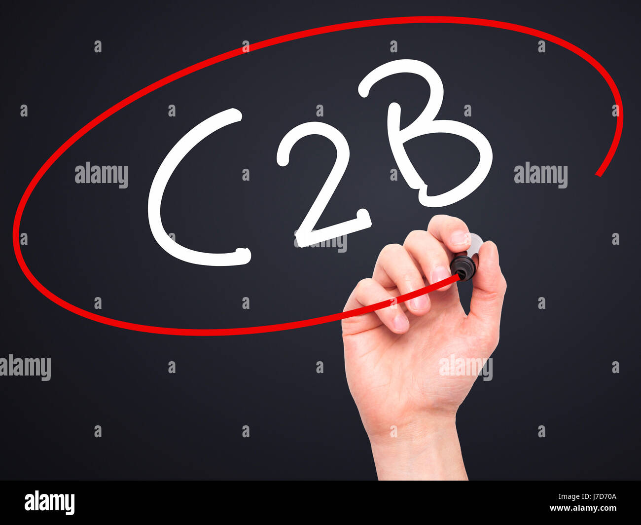 Man Hand writing C2B with black marker on visual screen. Isolated on ...