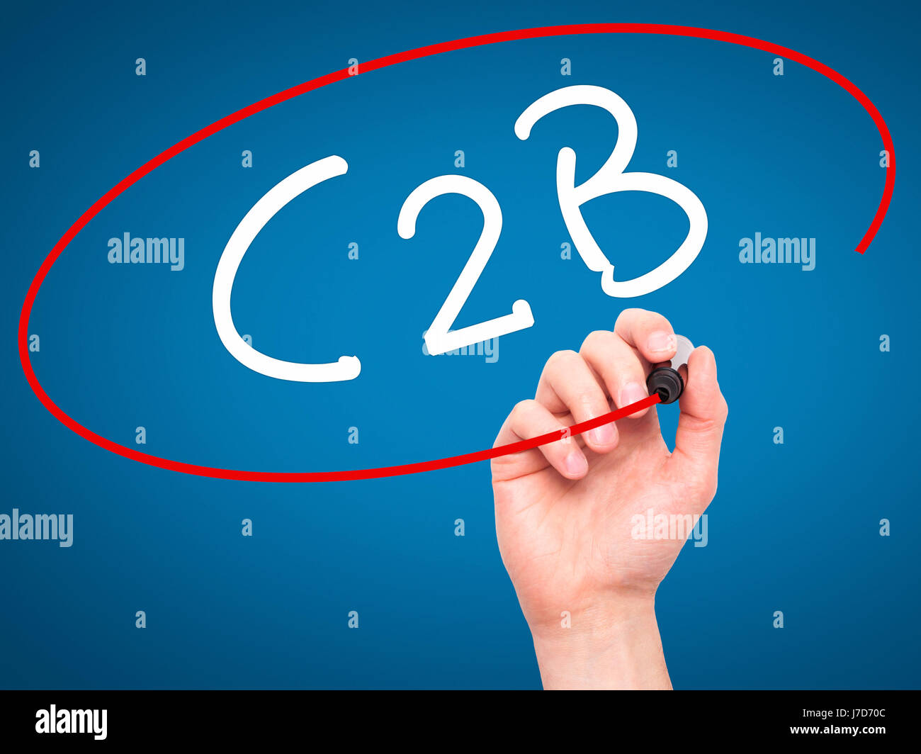 Man Hand writing C2B with black marker on visual screen. Isolated on ...