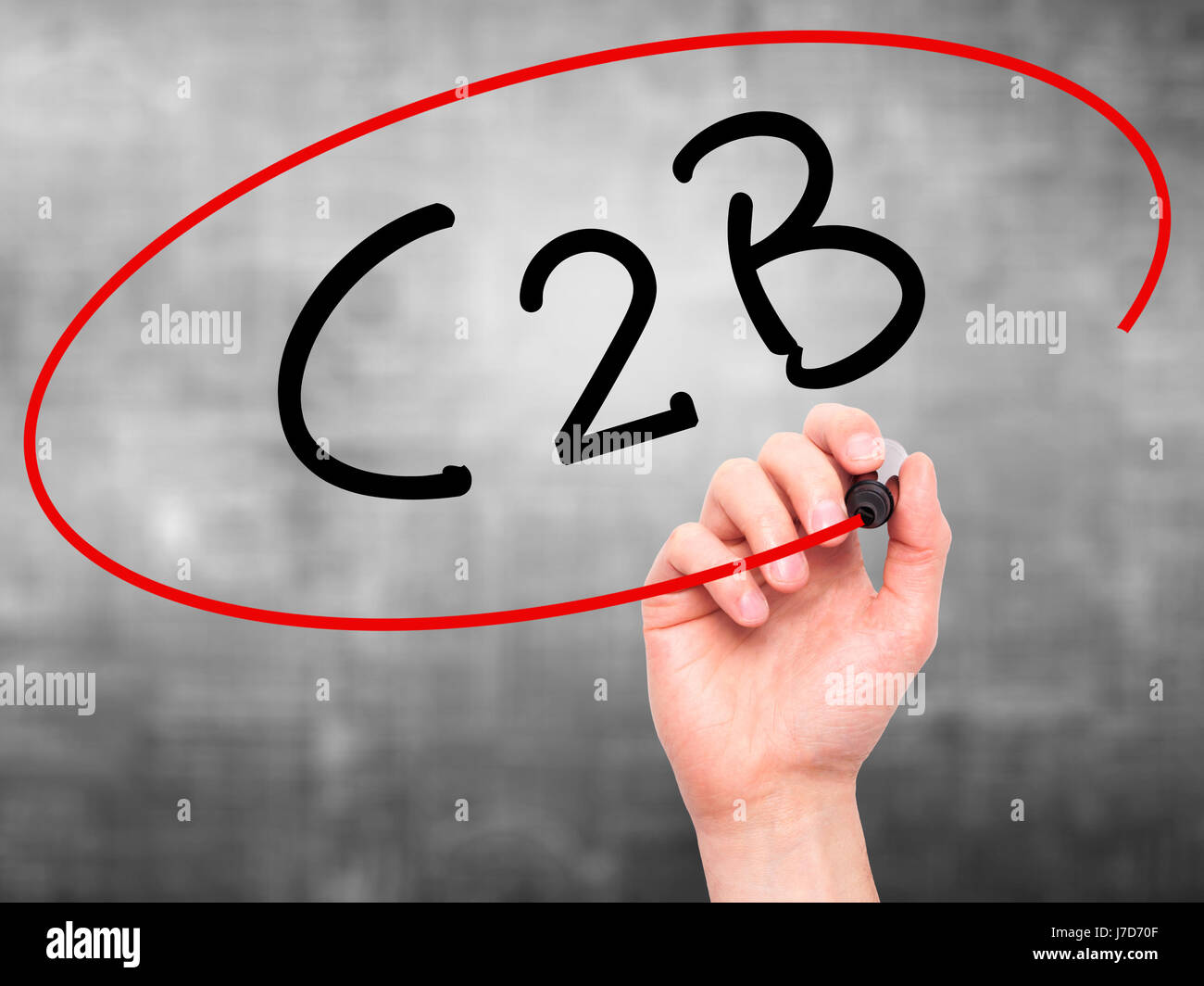 Man Hand writing C2B with black marker on visual screen. Isolated on ...