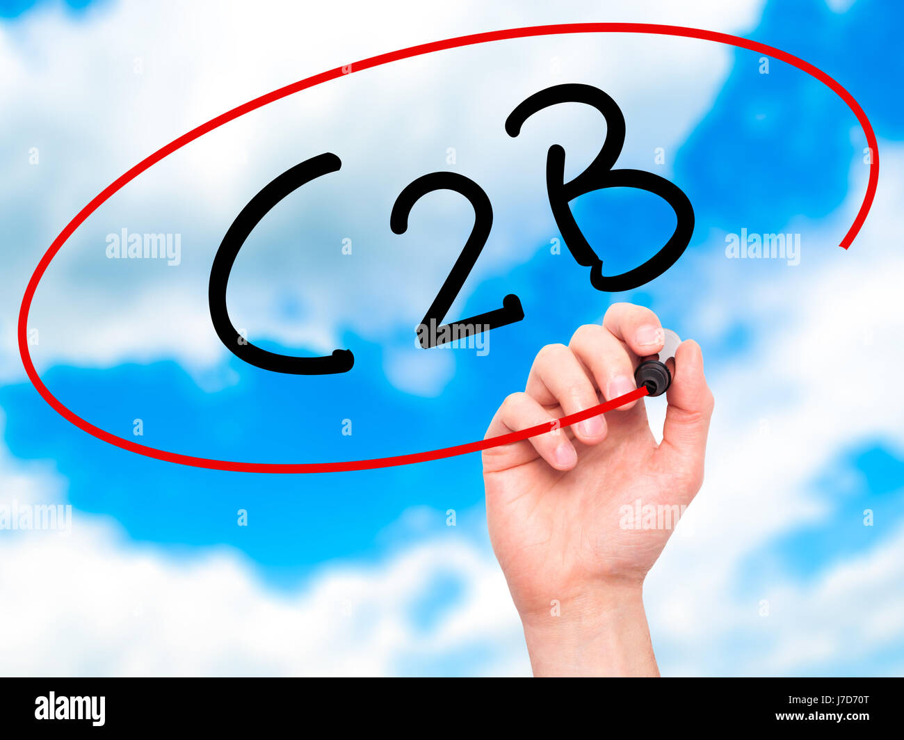 Man Hand writing C2B with black marker on visual screen. Isolated on ...