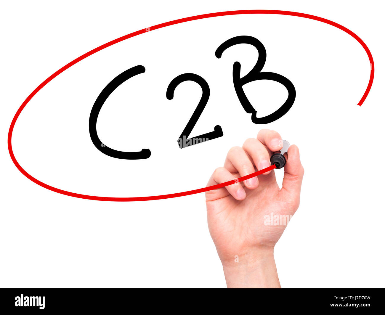 Man Hand writing C2B with black marker on visual screen. Isolated on ...