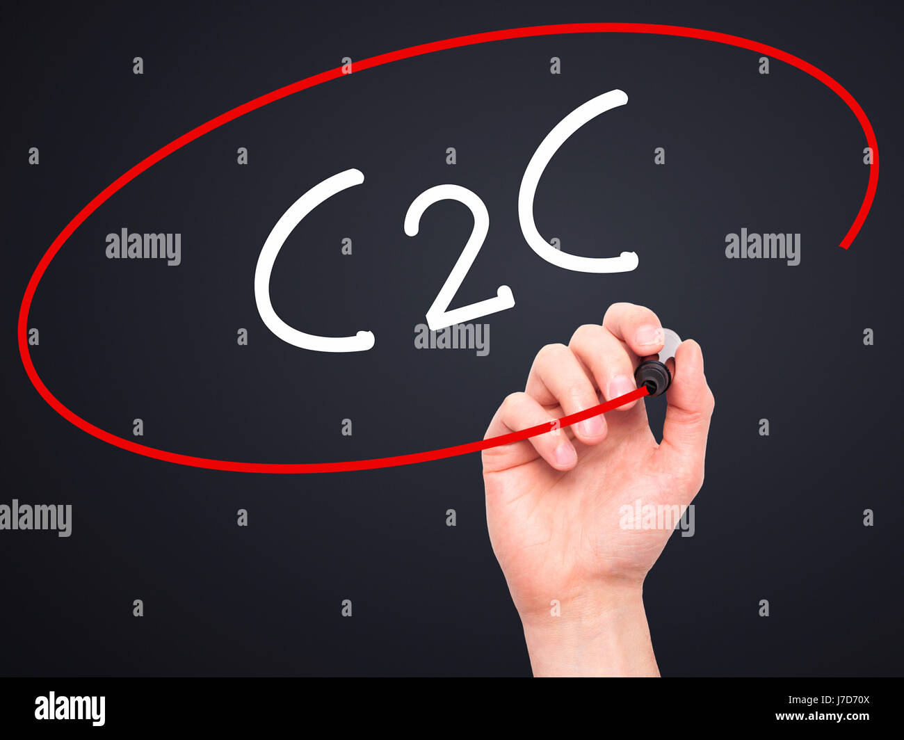 Man Hand writing C2C with black marker on visual screen. Isolated on ...