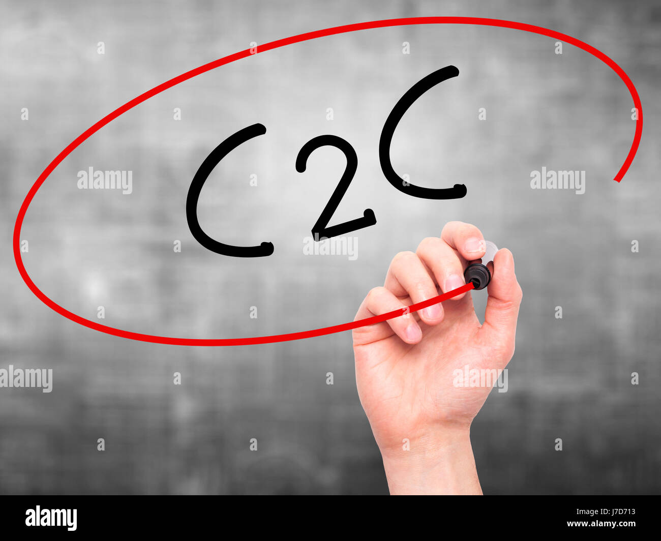 Man Hand writing C2C with black marker on visual screen. Isolated on ...