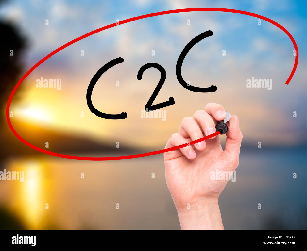 Man Hand writing C2C with black marker on visual screen. Isolated on ...