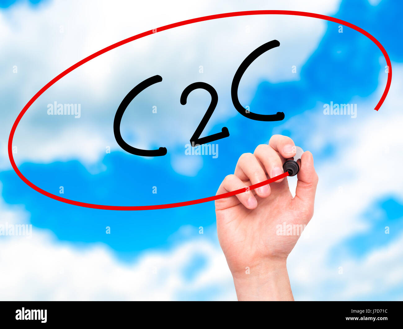 Man Hand writing C2C with black marker on visual screen. Isolated on ...