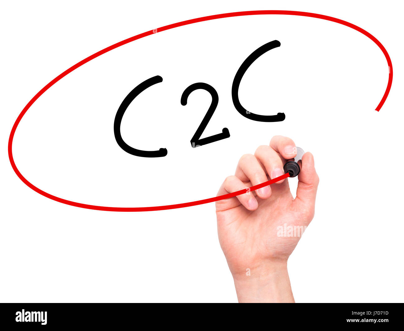 Man Hand writing C2C with black marker on visual screen. Isolated on ...