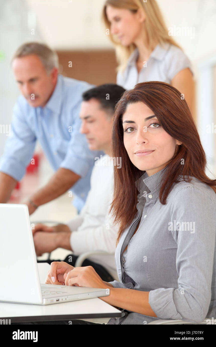 woman office laptop notebook computers computer desk secretary female ...