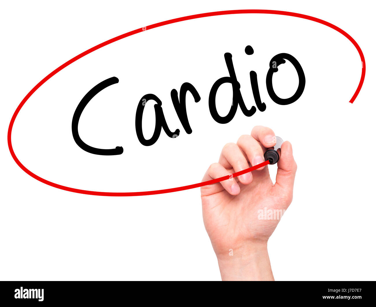 Man Hand writing Cardio with black marker on visual screen. Isolated on ...