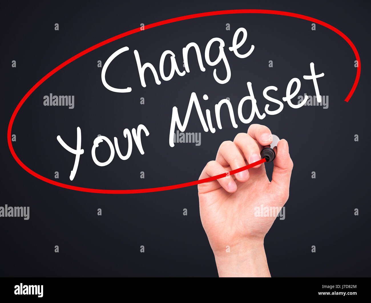 Man Hand writing Change Your Mindset with black marker on visual screen ...