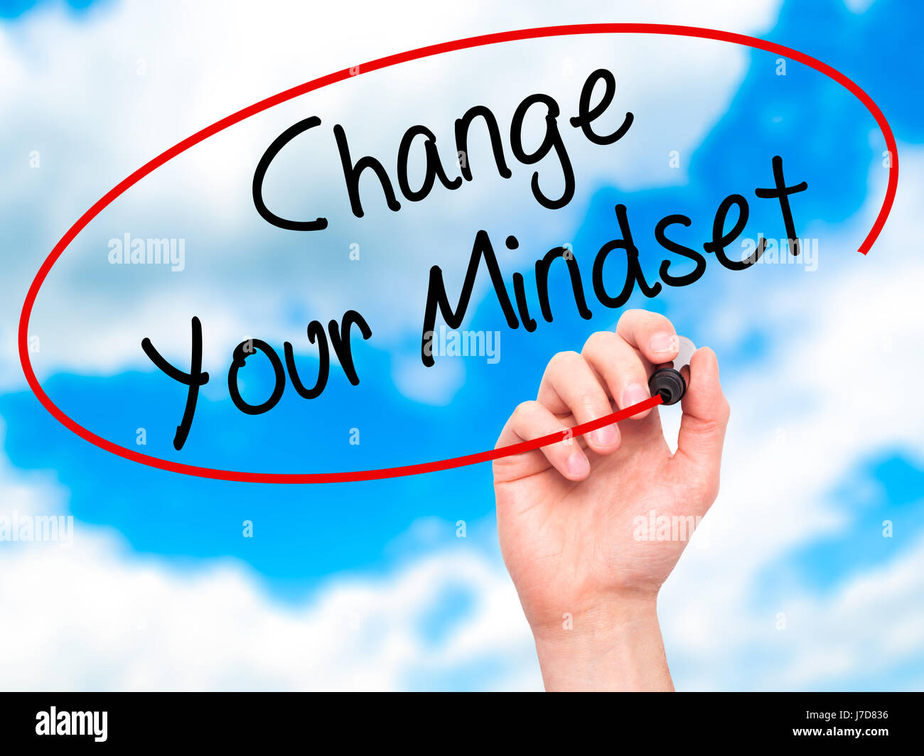 Man Hand writing Change Your Mindset with black marker on visual screen ...