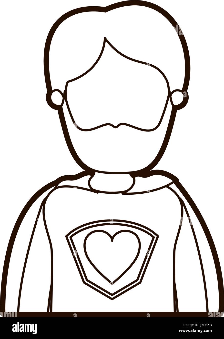 black thick contour caricature faceless half body super hero father ...