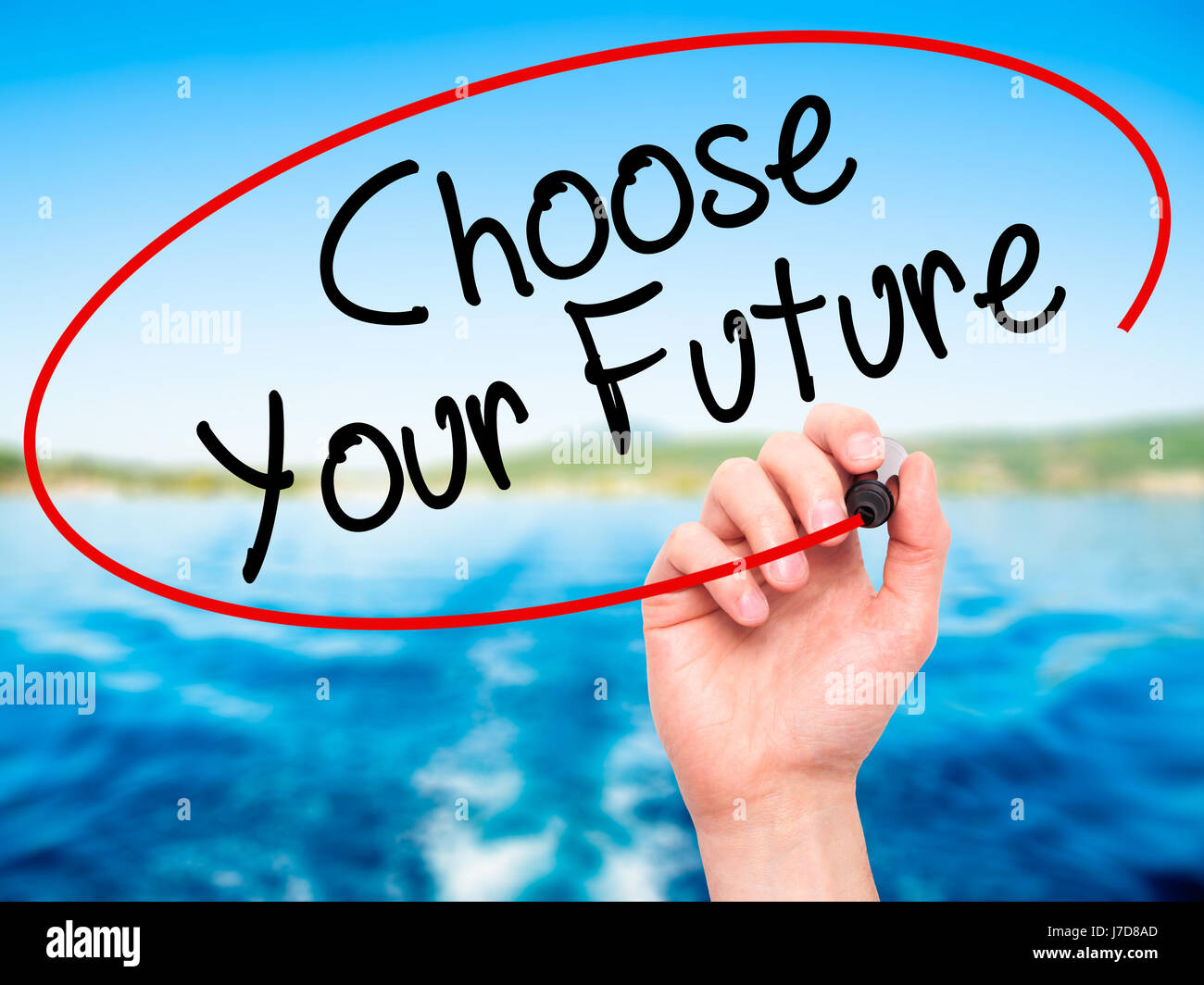 Man Hand writing Choose your Future with black marker on visual screen ...