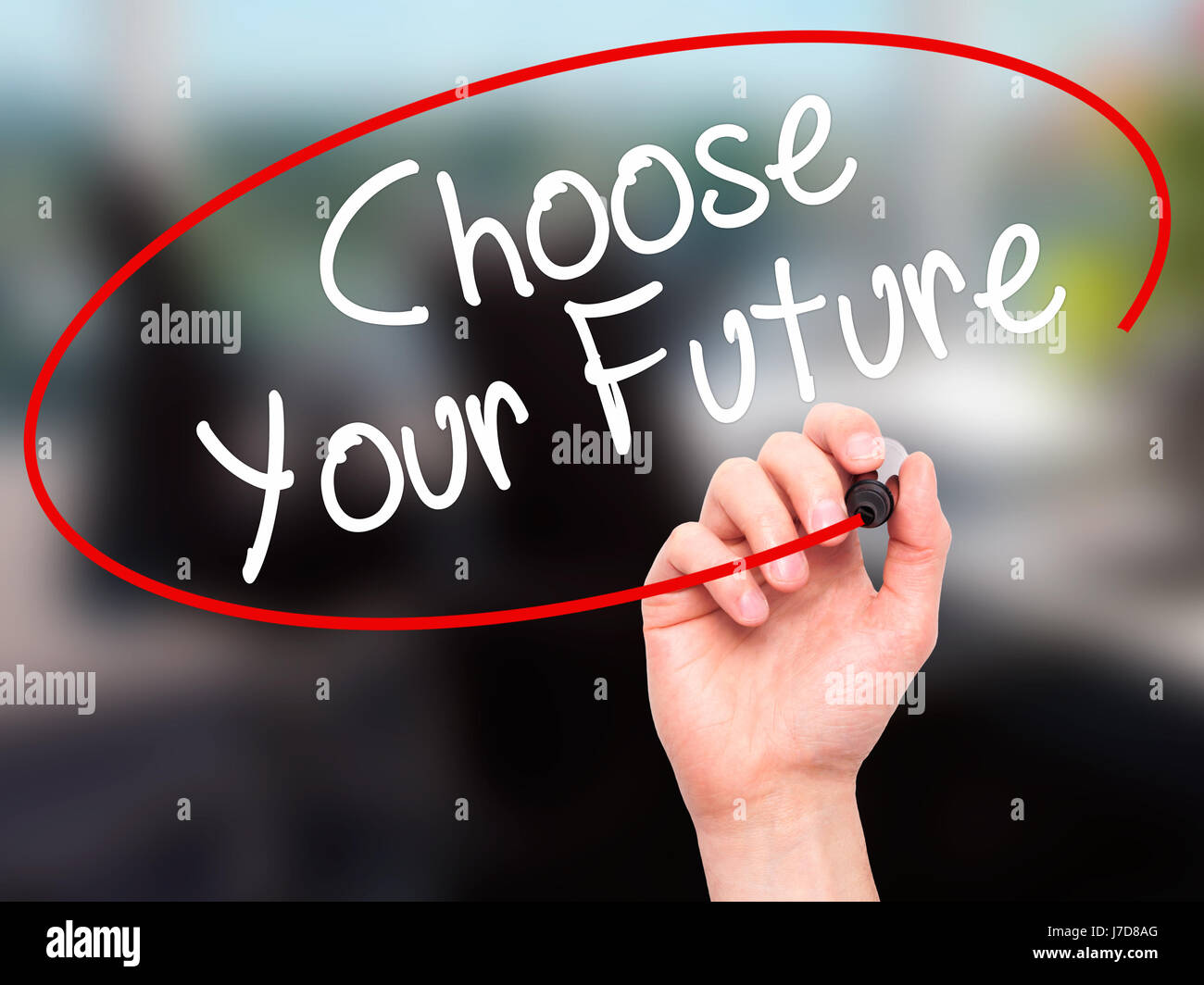 Man Hand writing Choose your Future with black marker on visual screen ...