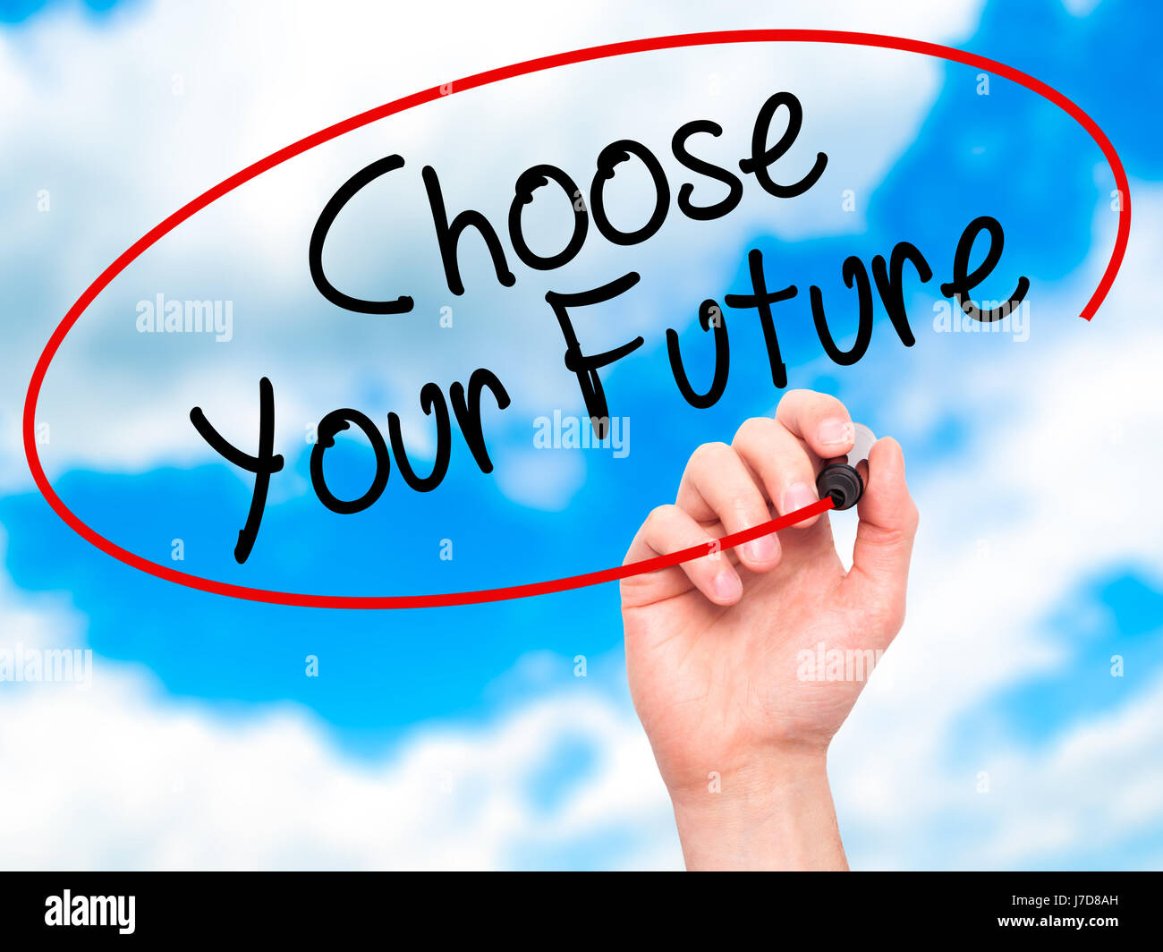 Man Hand writing Choose your Future with black marker on visual screen ...