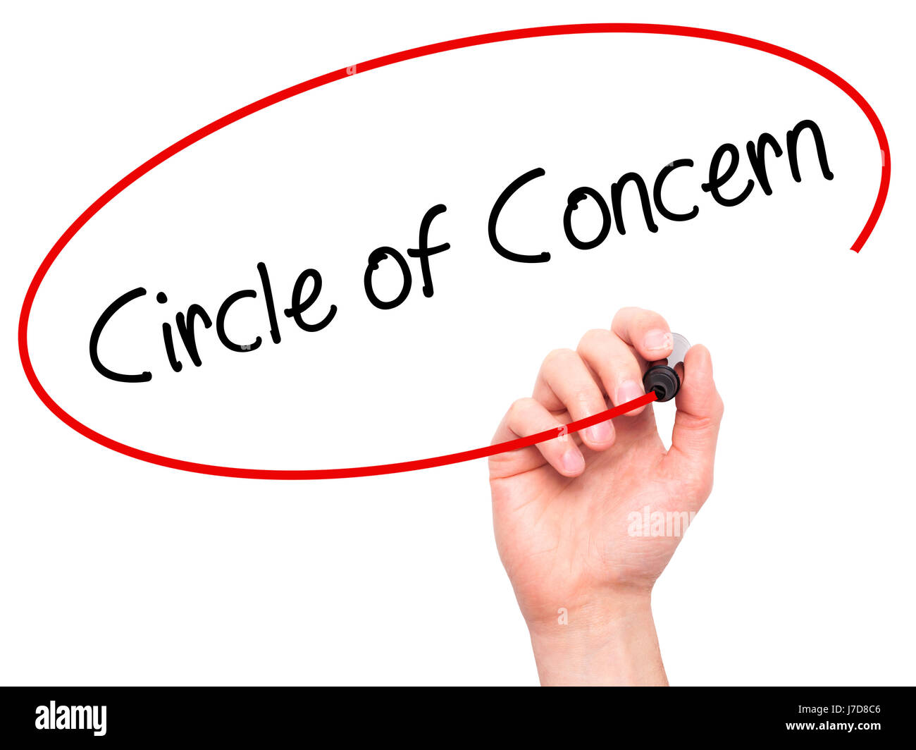 Man Hand writing Circle of Concern with black marker on visual screen ...