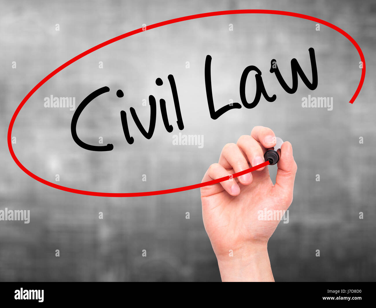 Man Hand writing Civil Law with black marker on visual screen. Isolated ...