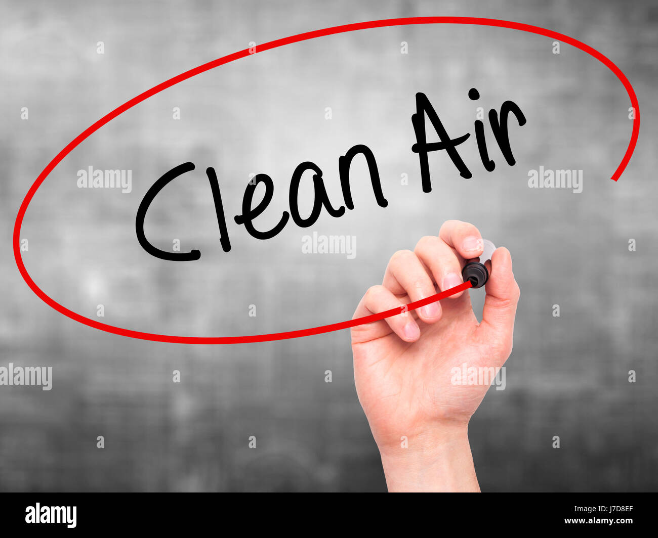 Man Hand writing Clean Air with black marker on visual screen. Isolated ...