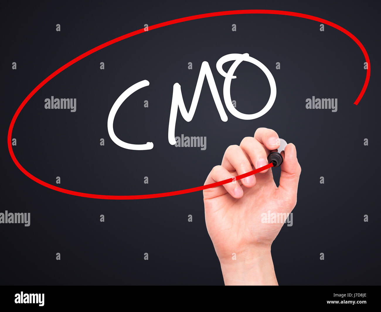 Man Hand writing CMO (Chief Marketing Officer) with black marker on ...