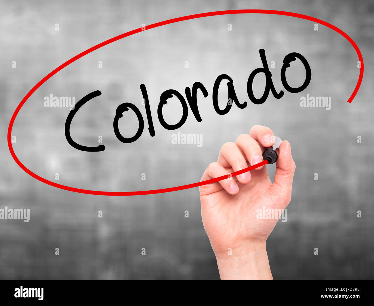 Man Hand writing Colorado with black marker on visual screen. Isolated ...