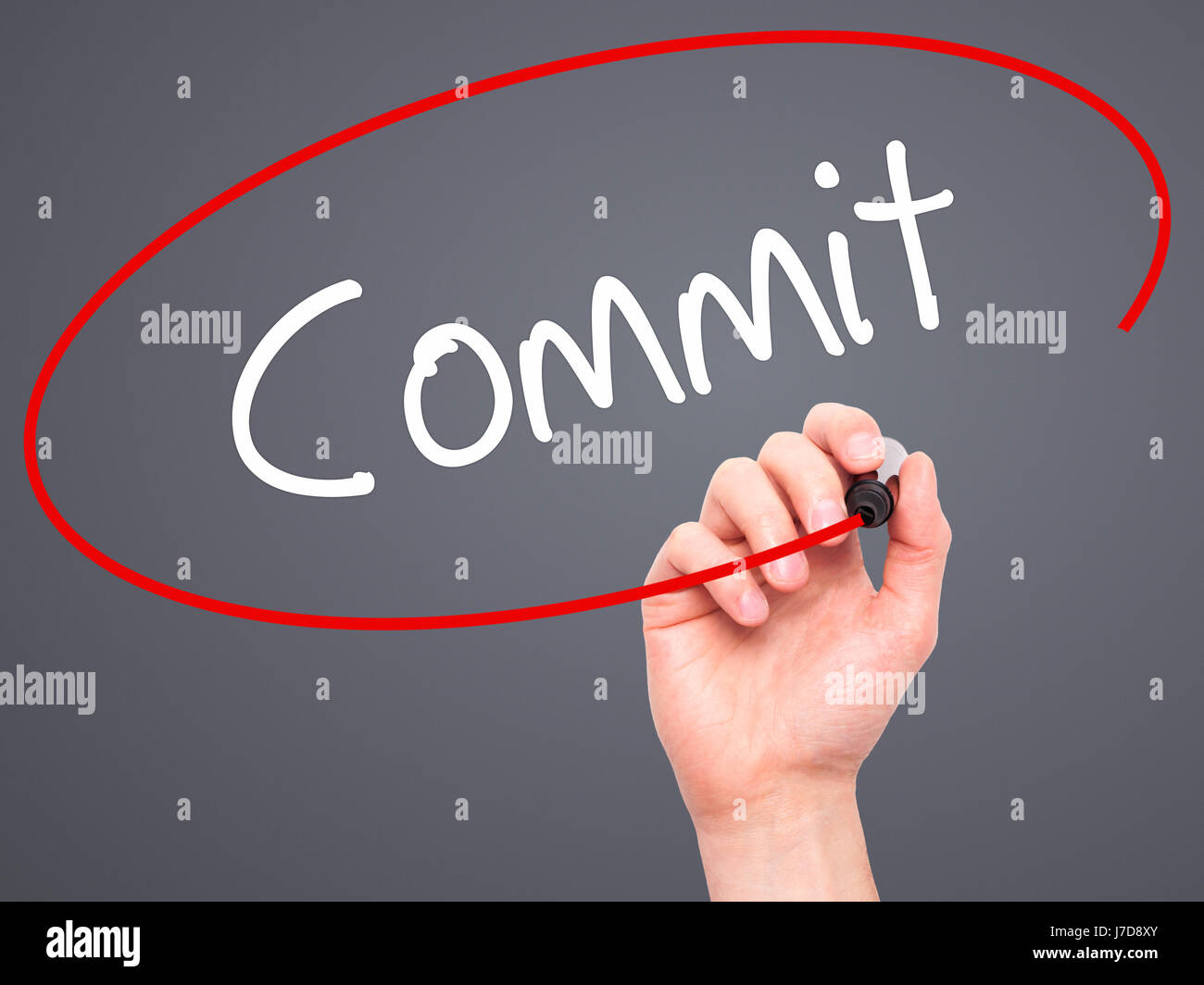 Man Hand writing Commit with black marker on visual screen. Isolated on ...