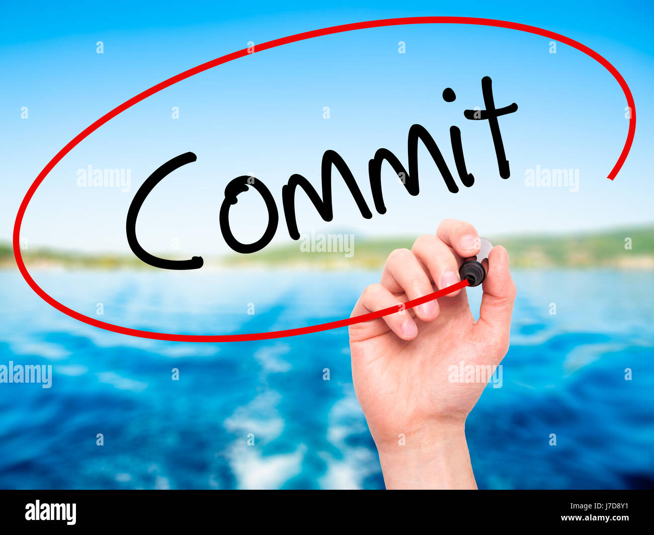 Man Hand writing Commit with black marker on visual screen. Isolated on ...
