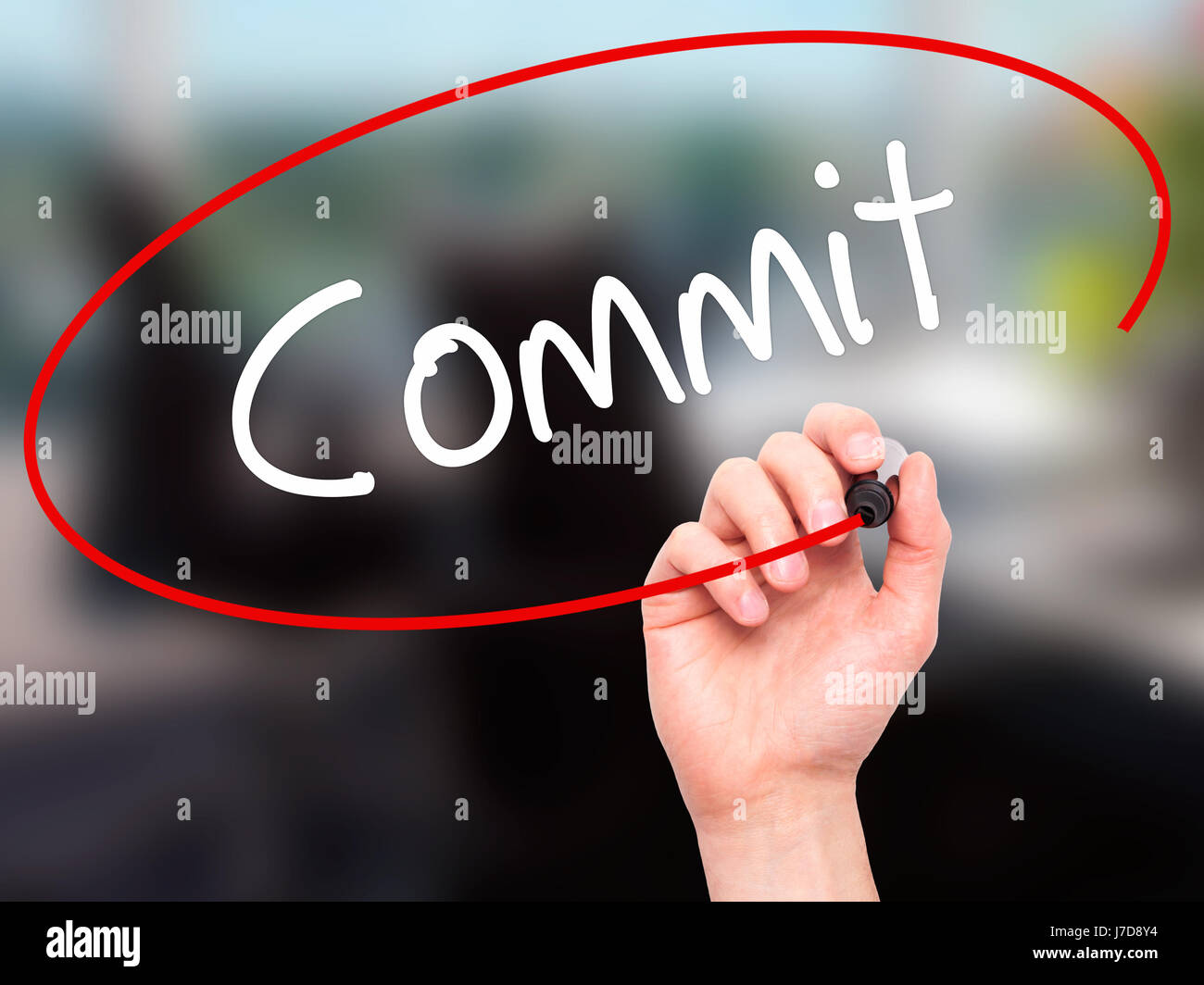 Man Hand writing Commit with black marker on visual screen. Isolated on ...