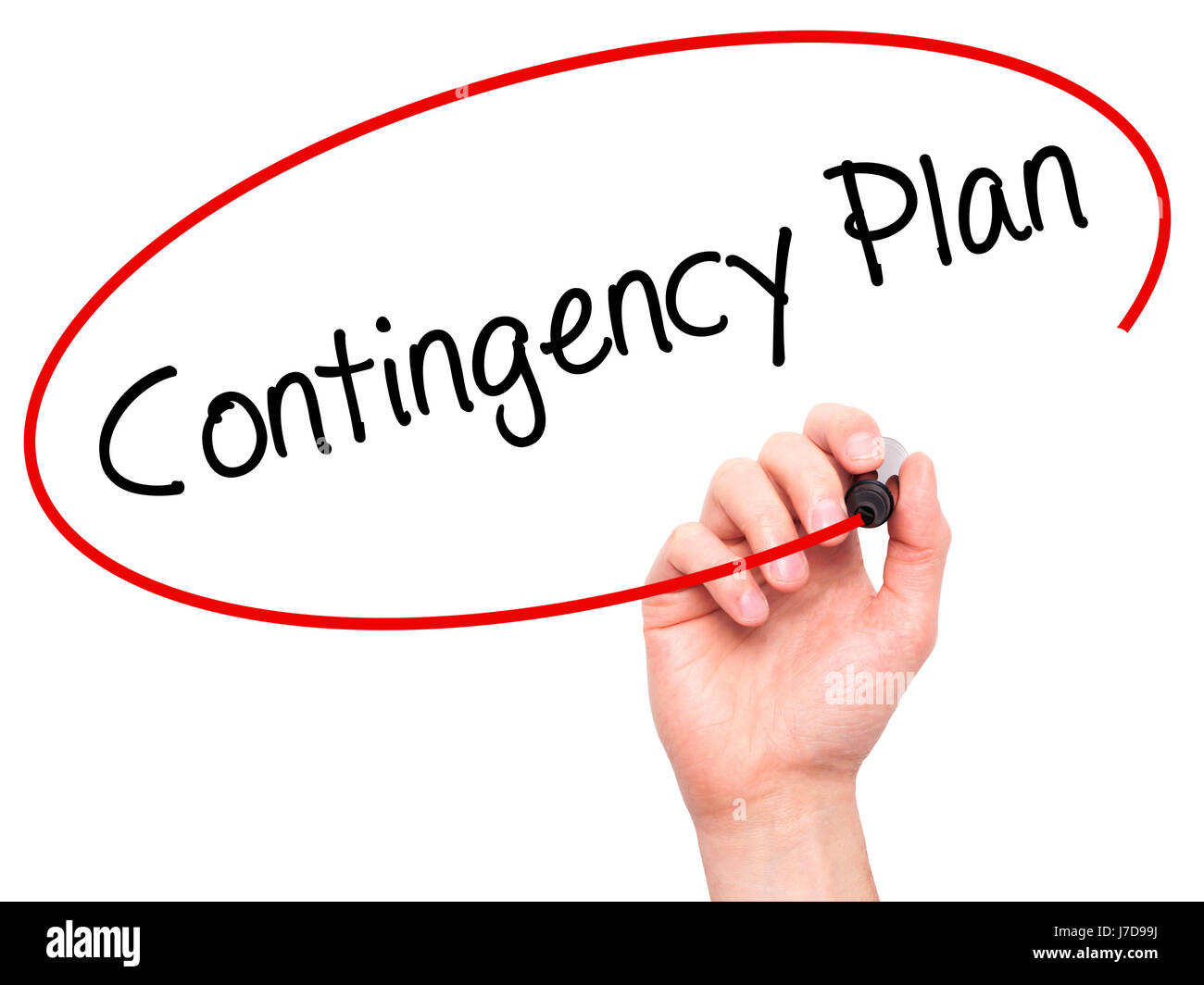 Man Hand writing Contingency Plan with black marker on visual screen ...