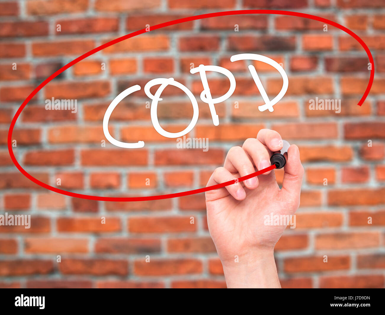 Man Hand writing COPD with black marker on visual screen. Isolated on ...