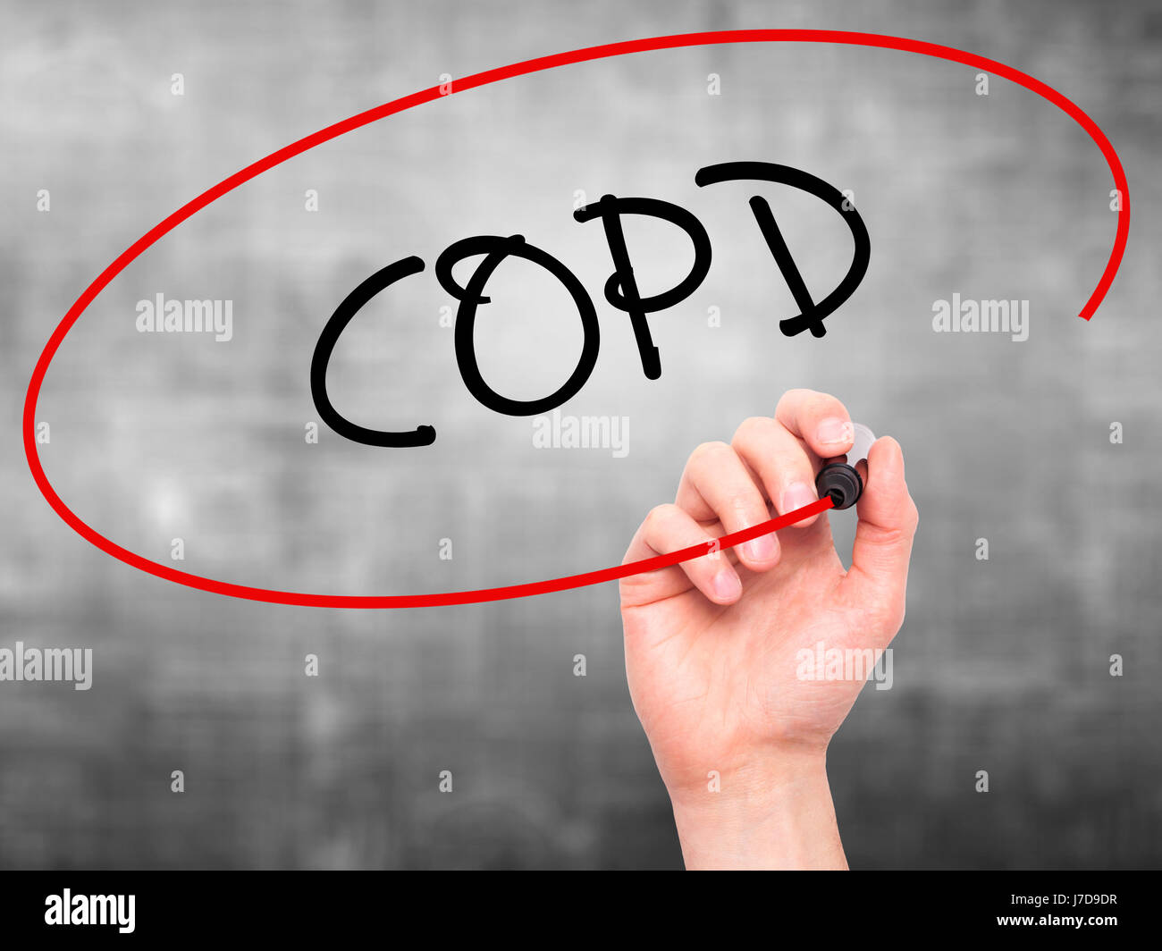Man Hand writing COPD with black marker on visual screen. Isolated on ...
