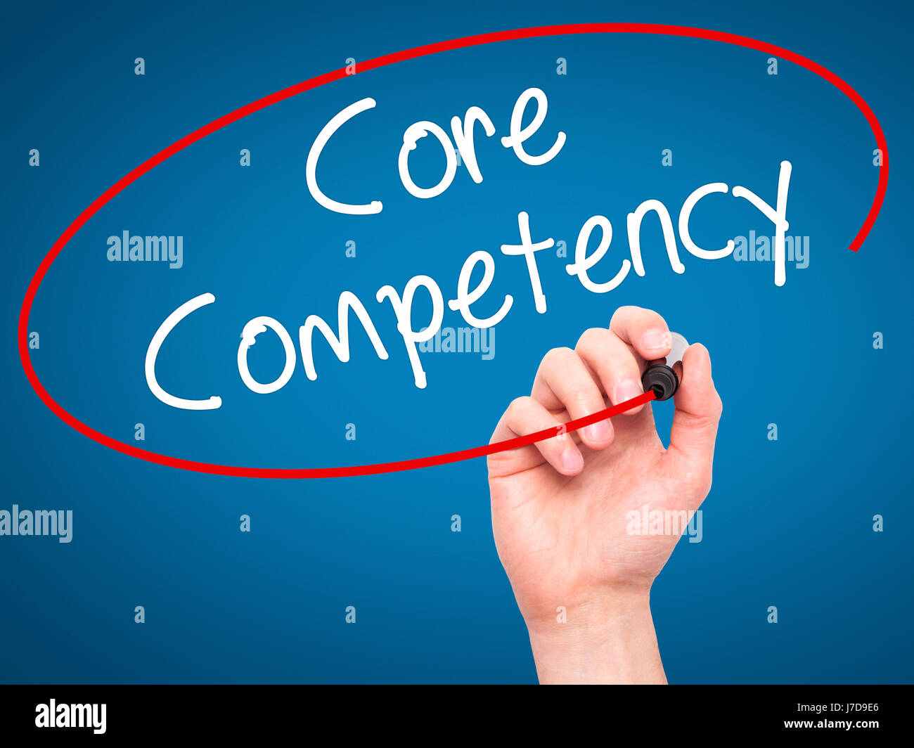 Man Hand writing Core Competency with black marker on visual screen ...