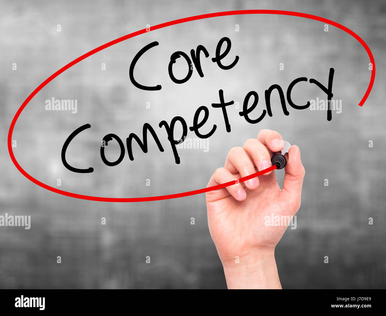 Man Hand writing Core Competency with black marker on visual screen ...