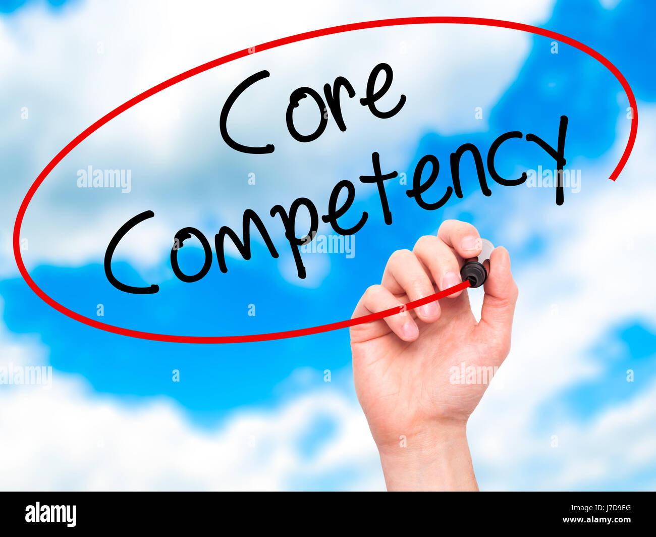 Man Hand writing Core Competency with black marker on visual screen ...