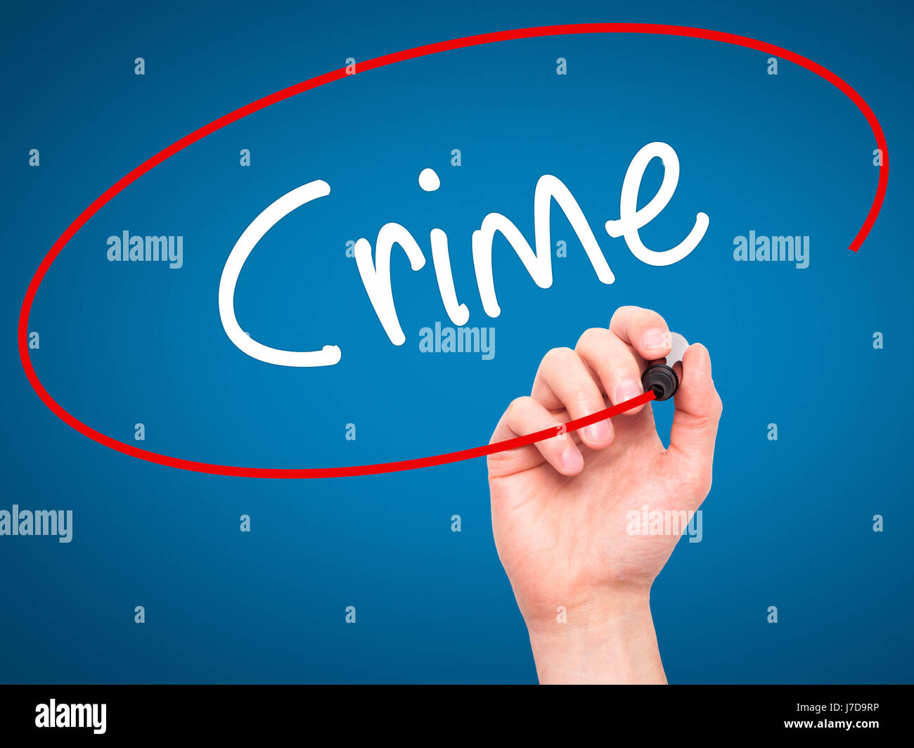 Man Hand writing Crime with black marker on visual screen. Isolated on ...