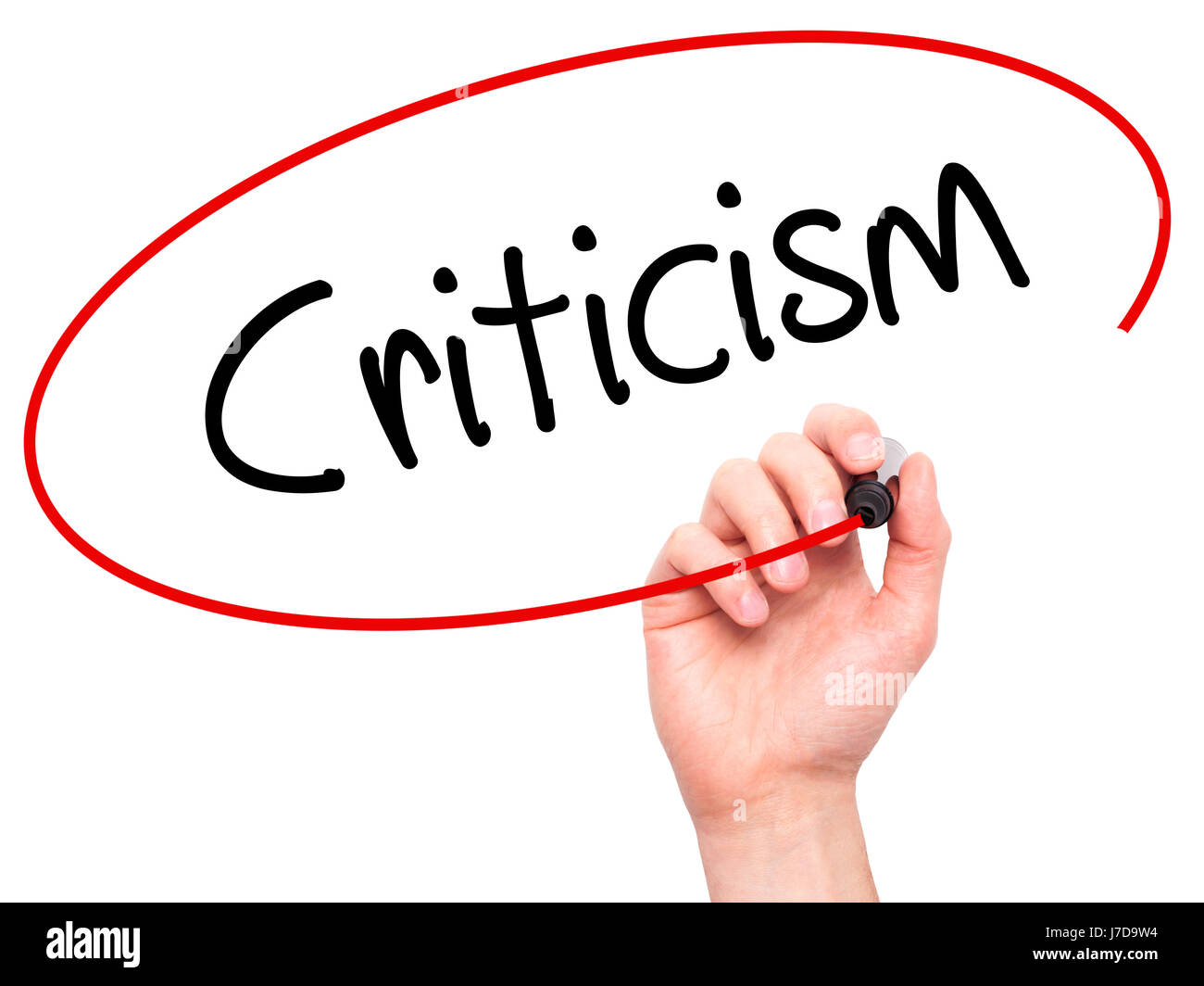 Man Hand writing Criticism with black marker on visual screen. Isolated ...