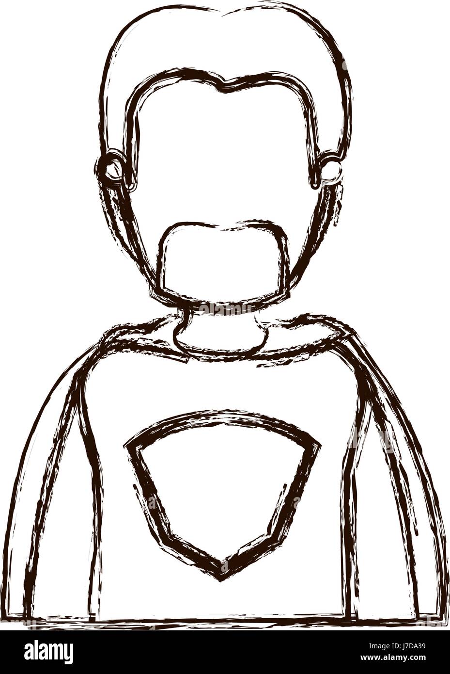 blurred thick silhouette caricature faceless half body super dad hero ...